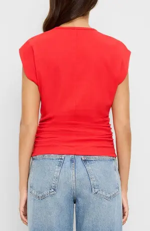 Michael Stars Joni Power Shoulder Rib Top - Samba