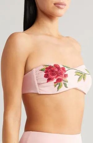 Farm Rio Rose Beaded Strapless Bikini Top