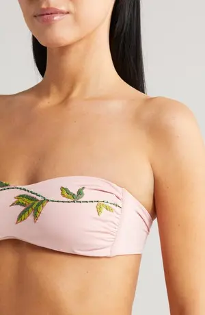 Farm Rio Rose Beaded Strapless Bikini Top