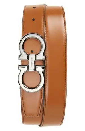 FERRAGAMO Gancini Reversible Leather Belt - New Vicuna Nero
