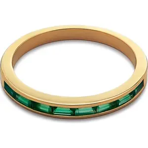 Monica Vinader Mini Baguette Half Eternity Ring - 18ct Gold Vermeil/green Onyx