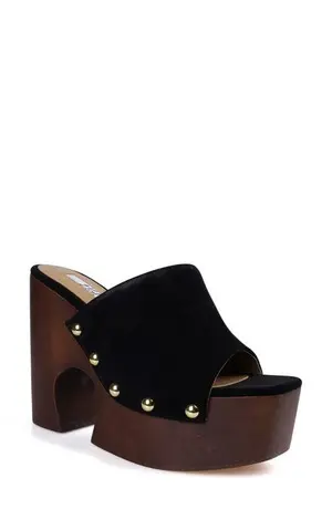 ZIGI Atlas Platform Slide Sandal - Black Suede