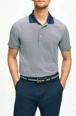 Brooks Brothers Microstripe Performance Golf Polo - Navy