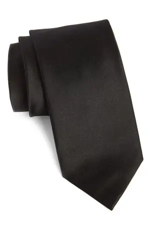 Canali Solid Silk Neck Tie - Black