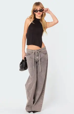 EDIKTED Clara Open Back Halter Top