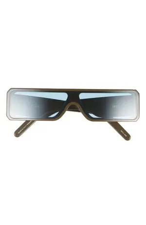 Rick Owens Gethshades Rectangular Shield Sunglasses - Olive Temple/amazonite Lens