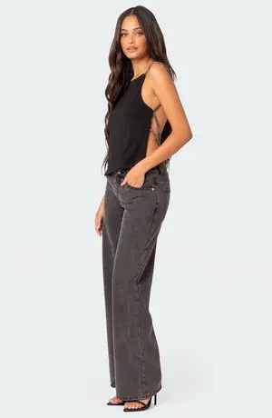EDIKTED Karli Embellished Strap Open Back Top