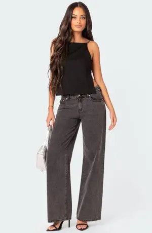 EDIKTED Karli Embellished Strap Open Back Top
