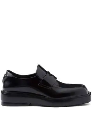 Prada Prada Triangle-patch Leather Loafers - Black