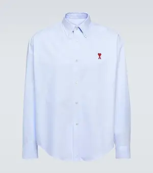 AMI Paris De Cœur Cotton Poplin Shirt - Blue