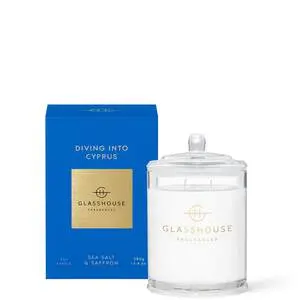 GLASSHOUSE FRAGRANCES Glasshouse Diving Into Cyprus Candle And Liquid Diffuser