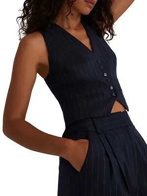 FAVORITE DAUGHTER The Favorite Pinstriped Crop Vest