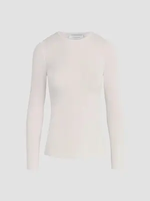 FAVORITE DAUGHTER Rib-knit Long-sleeve Top - White