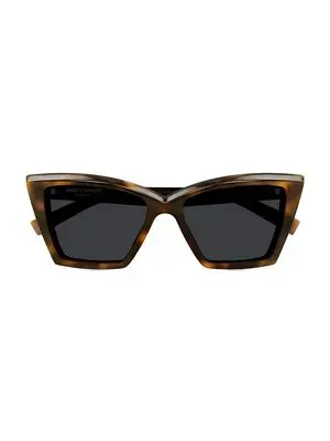 Saint Laurent Lignes Pointues 54mm Cat-eye Sunglasses Havana Dark Grey