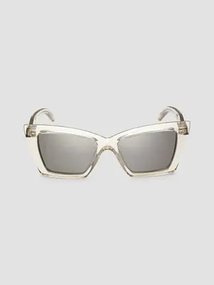Saint Laurent Lignes Pointues 54mm Cat-eye Sunglasses Translucent Beige Grey