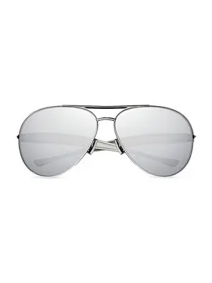 Bottega Veneta Sardine 64mm Pilot Sunglasses Silver Grey
