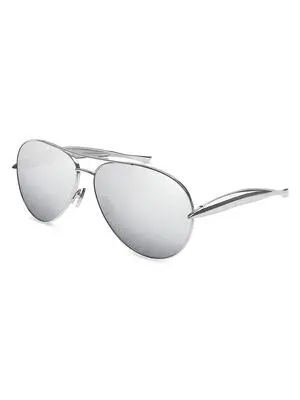 Bottega Veneta Sardine 64mm Pilot Sunglasses - Silver Grey