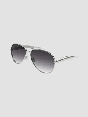 Bottega Veneta Sardine 64mm Pilot Sunglasses Silver Grey