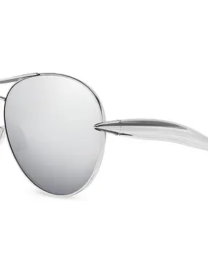 Bottega Veneta Sardine 64mm Pilot Sunglasses - Silver Grey
