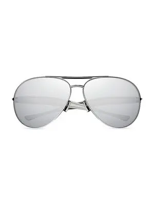 Bottega Veneta Sardine 64mm Pilot Sunglasses - Silver Grey