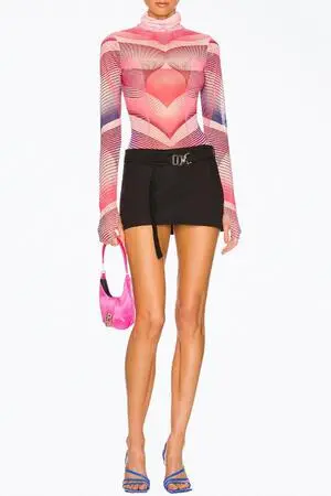 AFRM Zadie Power Mesh Turtleneck Top In Modern Geo - Green