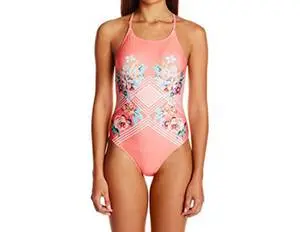 Minkpink Blooming Floral Cross Back Strap Onepiece In Peach - Pink