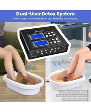 YESCOM Dual User Foot Bath Machine Ionic Detox Foot Spa Cell Cleanse Machine Lcd Tool - Natrual