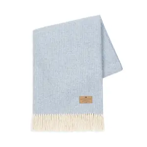 LANDS DOWNUNDER Pinstripe Lambswool Cashmere Throw - Sky