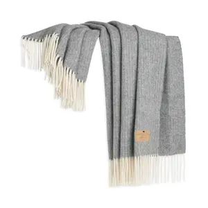 LANDS DOWNUNDER Pinstripe Lambswool Cashmere Throw