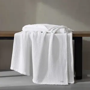 Calvin Klein Honeycomb Cotton Blanket - White