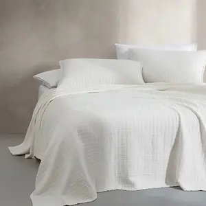 Calvin Klein Essential Garment Washed Cotton Jacquard Coverlet - Off White