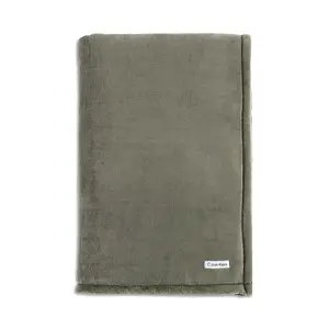 Calvin Klein Core Plush Solid Bed Blanket, King Dark Green
