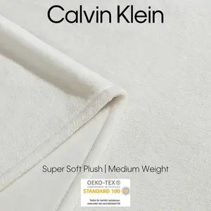 Calvin Klein Core Plush Solid Bed Blanket - Ivory