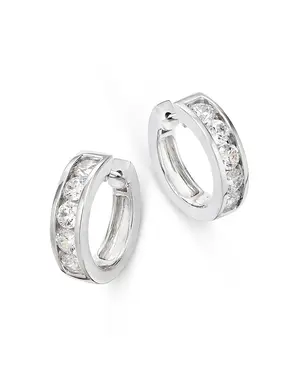Bloomingdale'S Diamond Channel Set Hoop Earrings, 1.50 Tcw - White