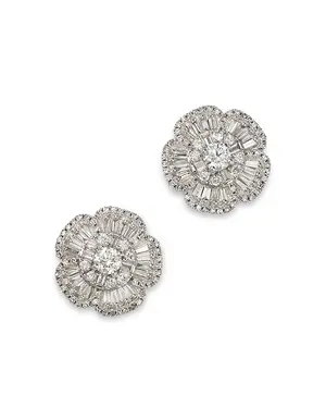 Bloomingdale'S Diamond Flower Stud Earrings, 1.0 Tcw - White