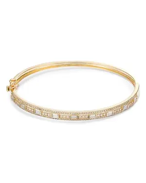 Bloomingdale'S Diamond Round & Baguette Bangle Bracelet
