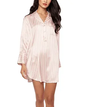 PETITE PLUME Mulberry Silk Stripe Nightshirt - Pink