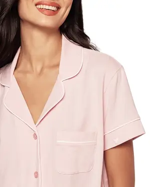 PETITE PLUME Luxe Pima Short Sleeve Short Pajama Set - Pink