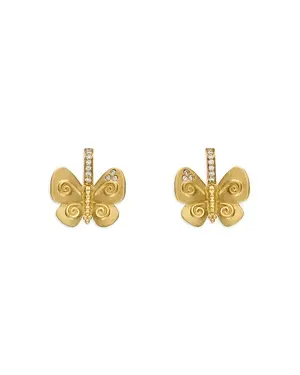 Temple St. Clair 18k Yellow Butterfly Earrings - Gold