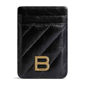 Balenciaga Crush Magnet Card Holder Quilted - Black