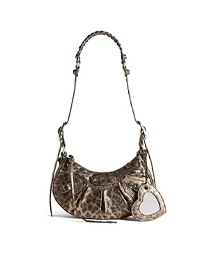 Balenciaga Balenciaga Le Cagole XS Shoulder Bag Metallized Leopard Print Brown
