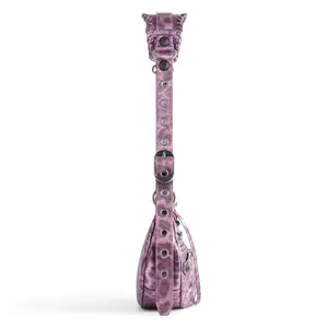Balenciaga Le Cagole Xs Shoulder Bag Metallized Leopard Print - Pink
