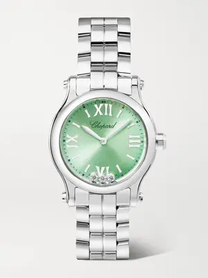 Chopard Happy Sport 30mm Stainless Steel, Diamond, And Tsavorite Watch - Silver