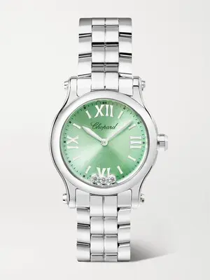 Chopard Happy Sport Stainless Steel, Diamond, And Tsavorite Watch - Silver