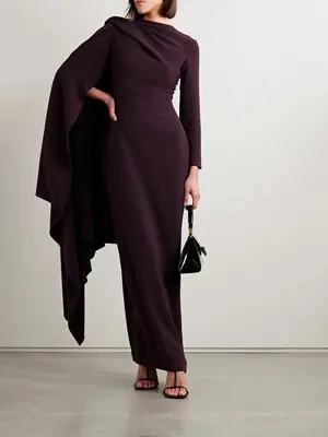 Solace London Lydia One-sleeve Cape-effect Maxi Dress