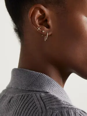 MELISSA JOY MANNING Wishbone 14-karat Recycled Diamond Earrings