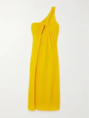Chloé Asymmetric Knotted Pleated Wool Gown