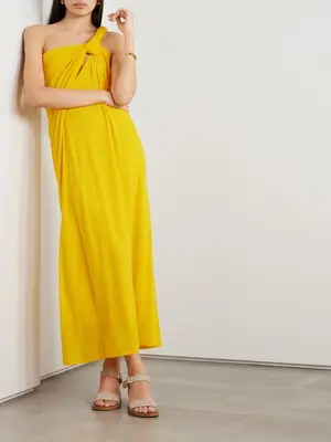 Chloé Asymmetric Knotted Pleated Wool Gown