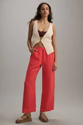 Velvet By Graham & Spencer Lola Linen Pants Red