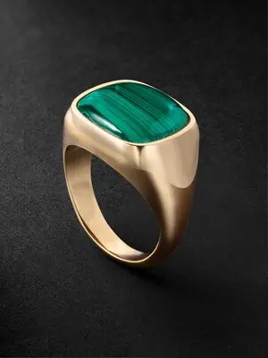 Jacquie Aiche 14-karat Malachite Signet Ring - Gold